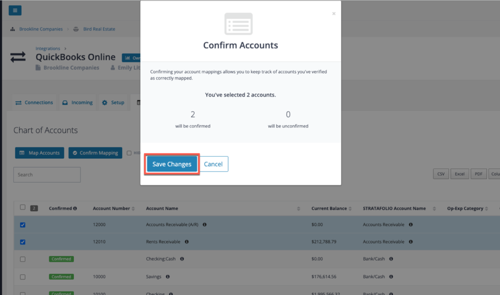 Map QuickBooks accounts to STRATAFOLIO properly