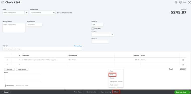 How to Void a Check in QuickBooks Online